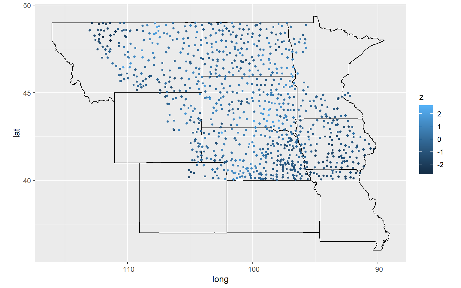 Geostatistical Data Example: Yearly Precipitation Anomaly Data